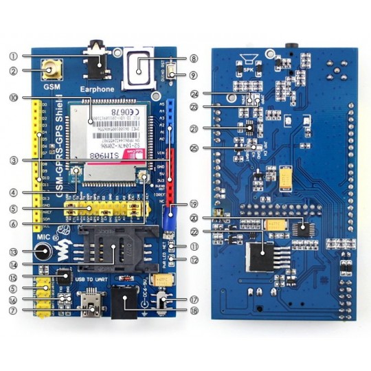 Waveshare GSM/GPRS/GPS SIM908 Shield - nakładka na Arduino Botland - Sklep dla robotyków